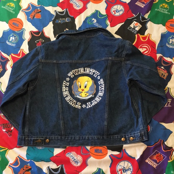 Vintage | Jackets & Coats | Vintage Looney Tunes Tweety Bird Denim ...
